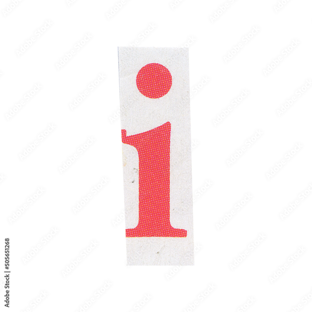 letter i magazine cut out font, ransom letter, isolated collage ...