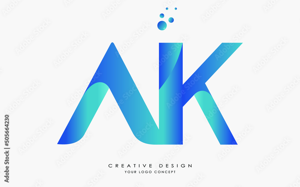 AK letter logo design template vector Stock Vector | Adobe Stock