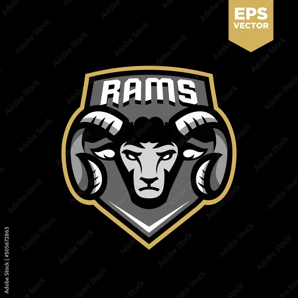 Black ram logo. dark sheep head e-sport mascot design character for ...