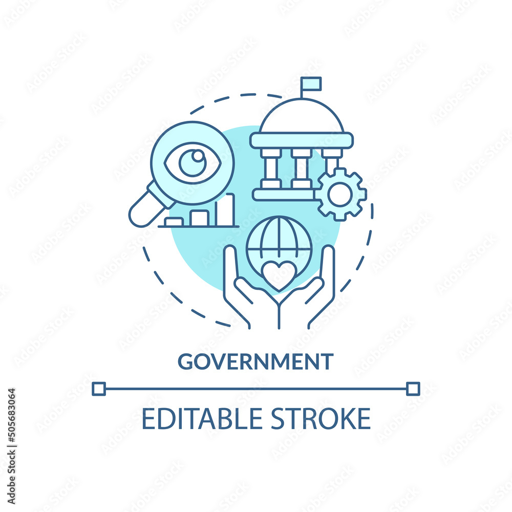Government turquoise concept icon. Big data application abstract idea ...