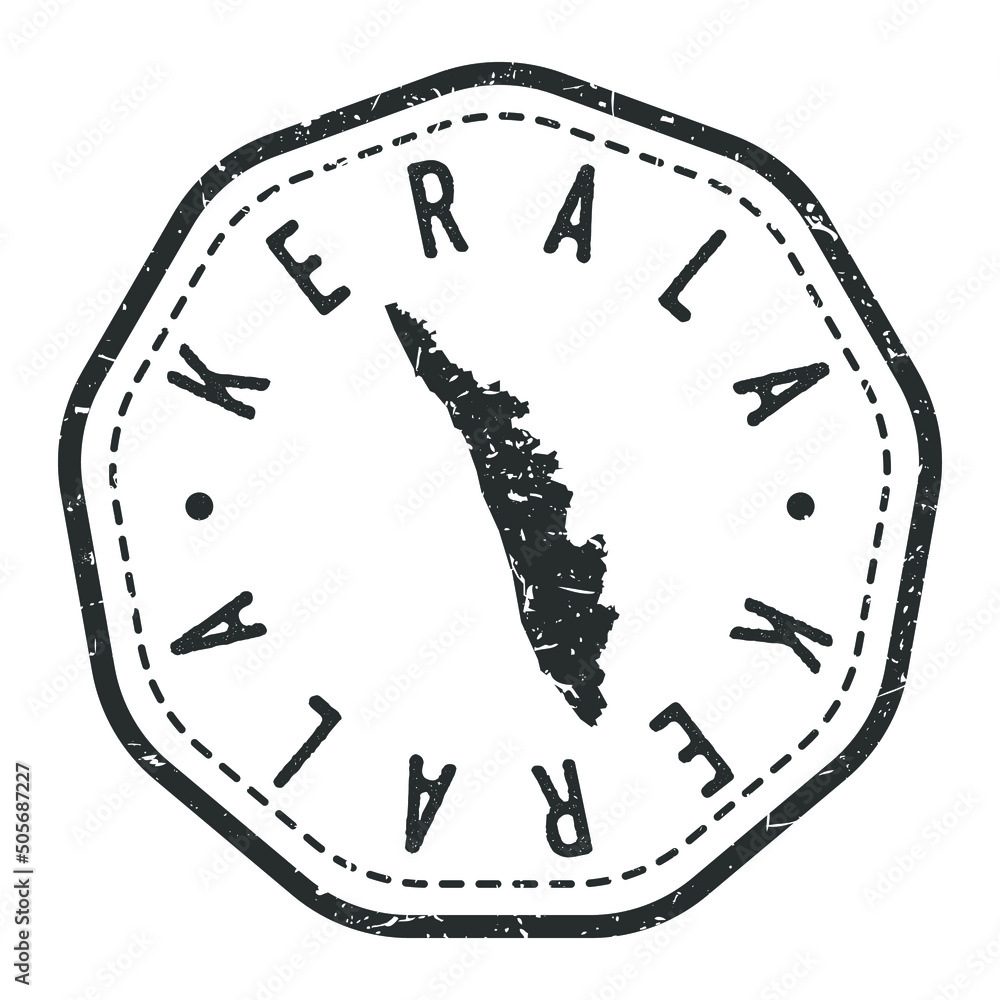 Kerala, India Map Stamp Retro Postmark. Silhouette Postal Passport ...