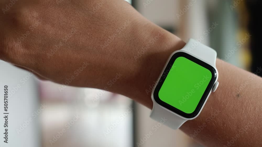 Closeup of Smart Watch with Green Screen or Mock-up Chroma Key on ...
