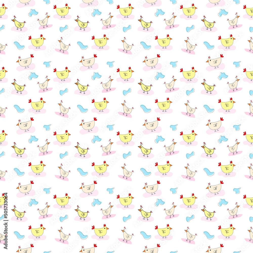 Doodle pattern, chicken doodle. Simple vector illustration of chicken ...