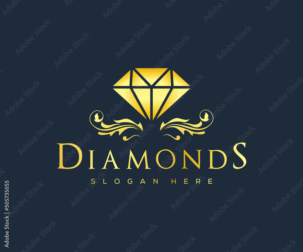 Luxury diamond logo design. Gold diamond logo design concept. Stock ...