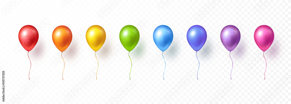 Balloon set isolated on transparent background. Vector realistic golden ...