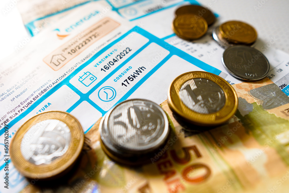 May 19, 2022, Brazil. An electricity bill (electricity), indicating the ...