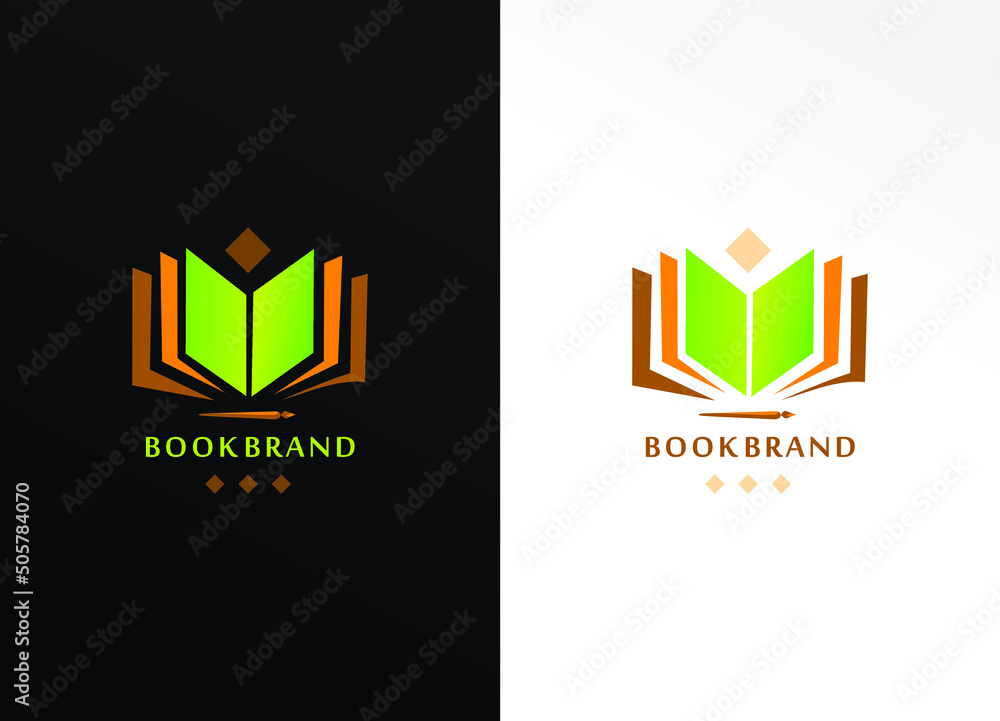 books publisher brand logo design with minimal book symbol, education ...