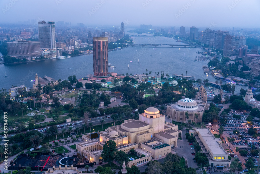 Egypt, Cairo, Aerial view of cityscape and Nile river Photos | Adobe Stock