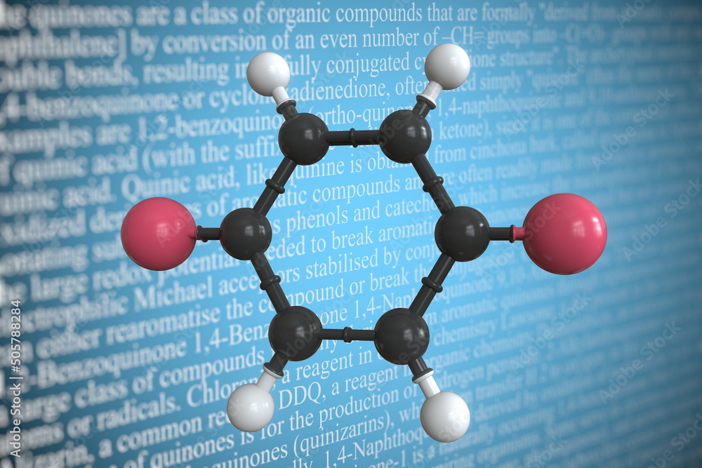Molecular model of quinone, 3D rendering Stock Illustration | Adobe Stock