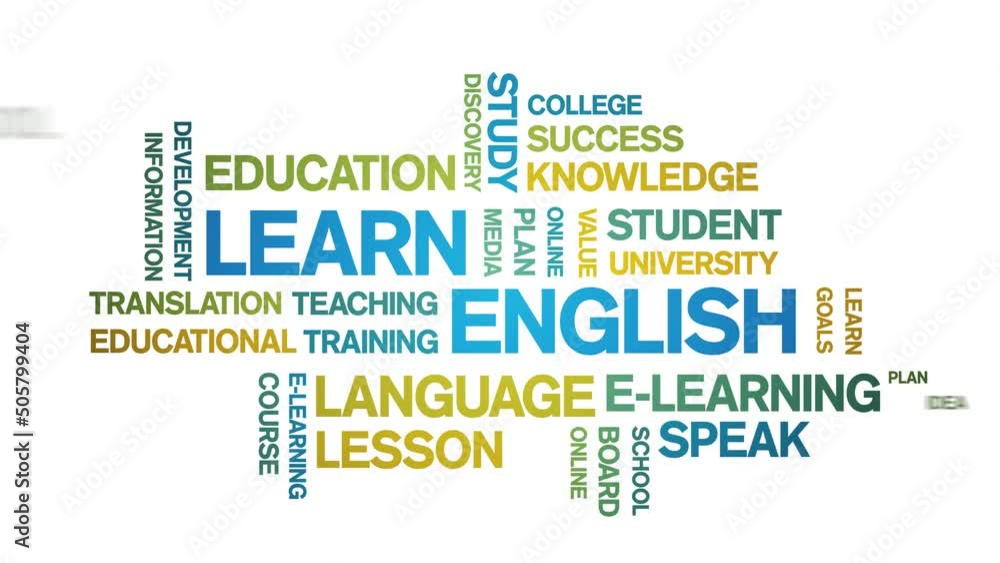 4k Learn English Animated Tag Word Cloud;Text Design Animation ...