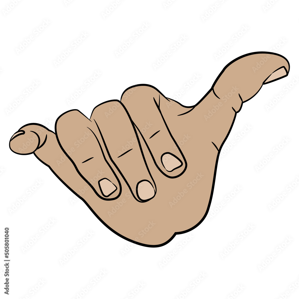 Human hand in shaka sign or hang loose gesture. Call me symbol ...