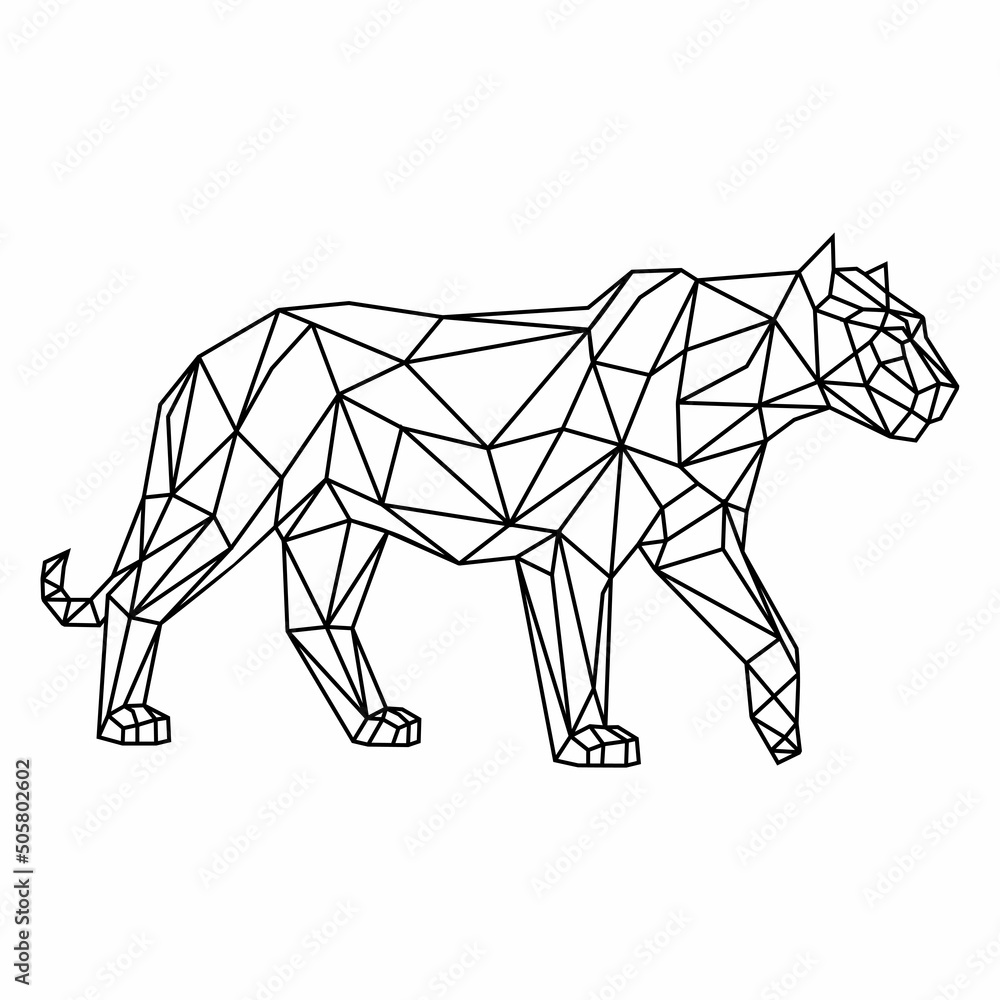 tiger lion cheetah leopard panther logo outline design polygon Stock ...