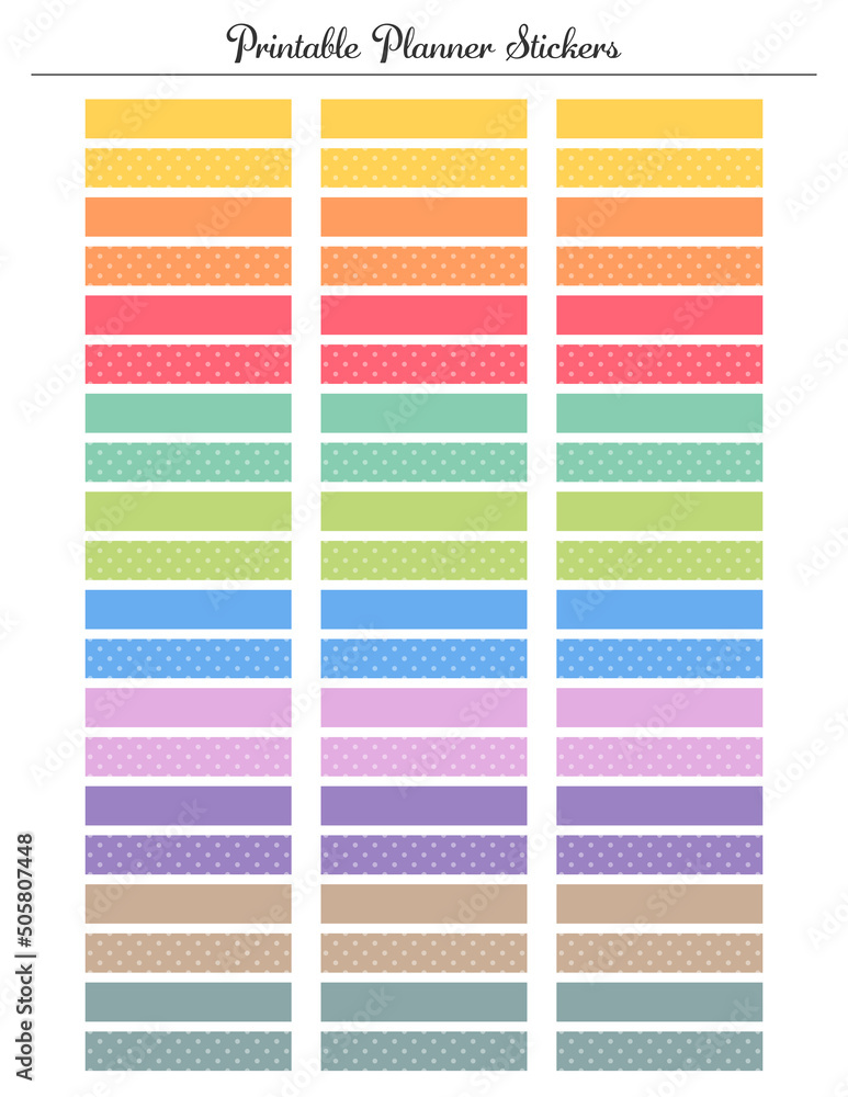 Tape polka dot. Printable planner colored stickers. Stock Vector ...