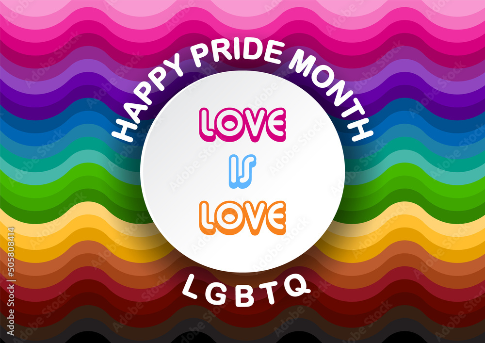 Slogan of love on white banner with wording of pride day and month on 7 ...