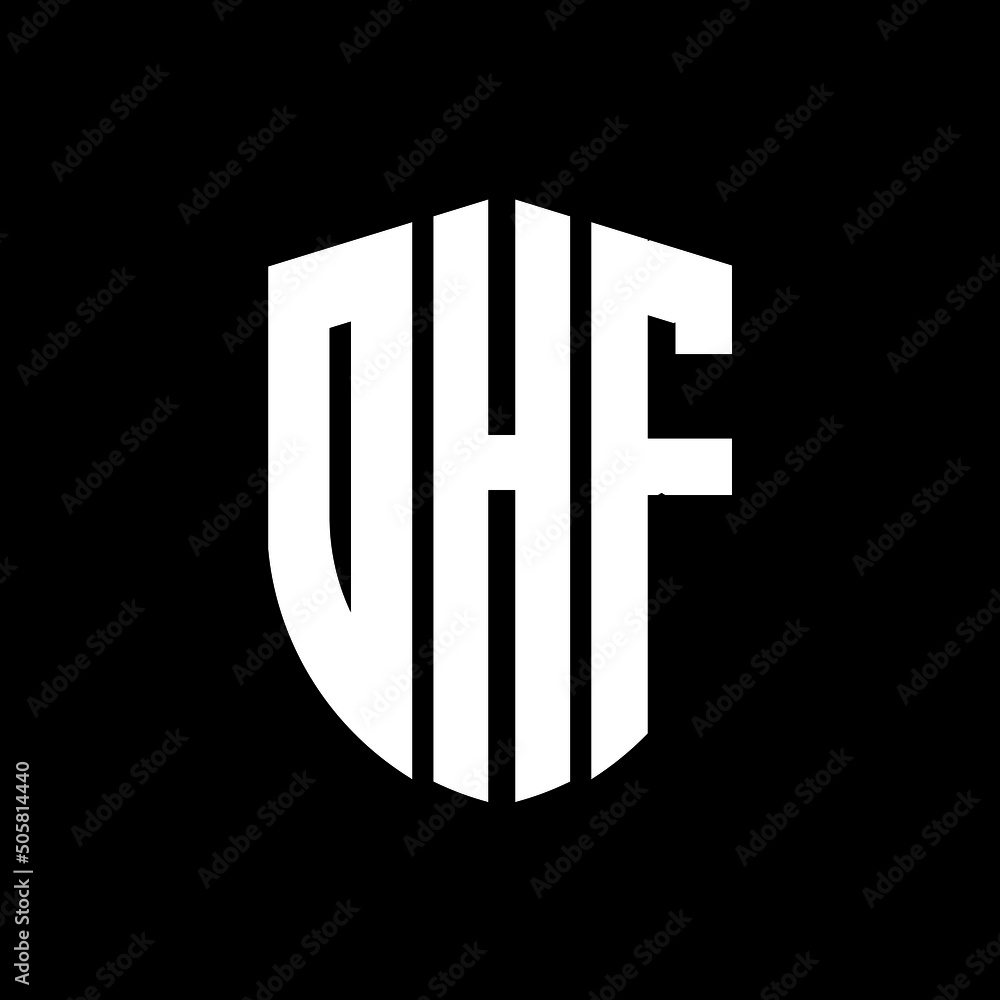 OHF letter logo design. OHF modern letter logo with black background ...