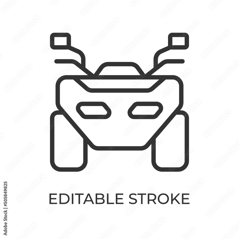 Quad bike front view line icon. ATV ground transport. Used for moving ...