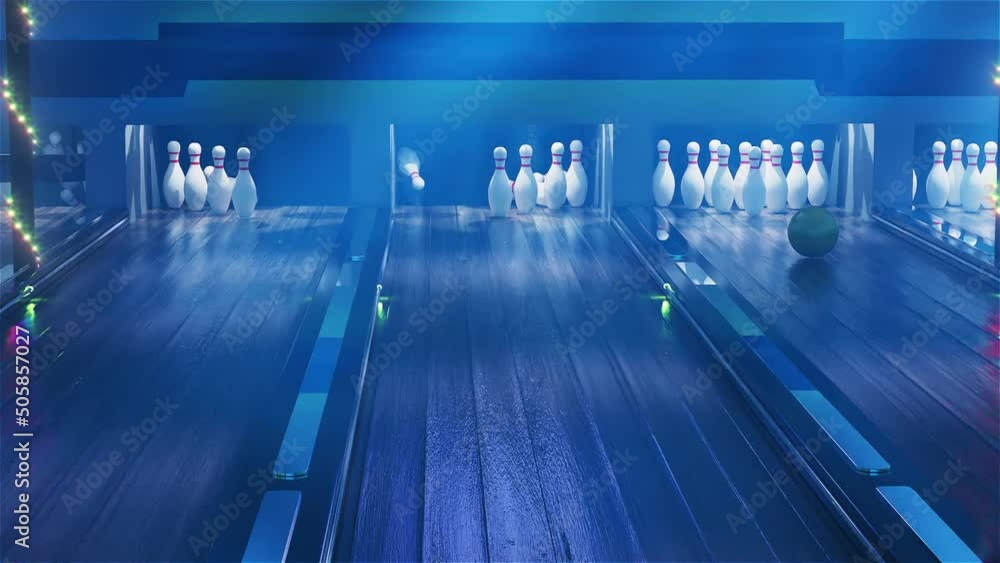 3D room of bowling. Beautiful video for your Stock Video | Adobe Stock