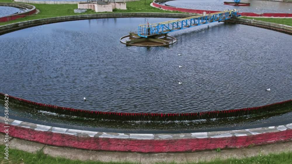 Water treatment facilities. Sewage treatment plant. Aeration tanks and ...