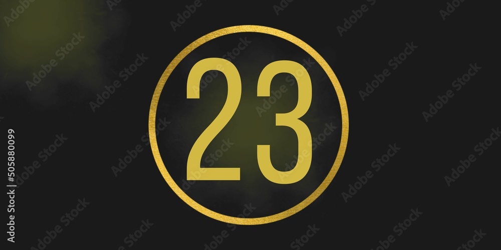 Number 23. Banner with the number twenty three on a black background ...