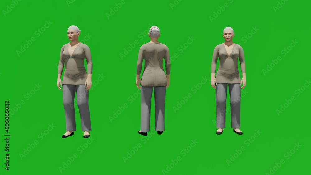woman green screen walk and talk realistic 3D people rendering isolated ...