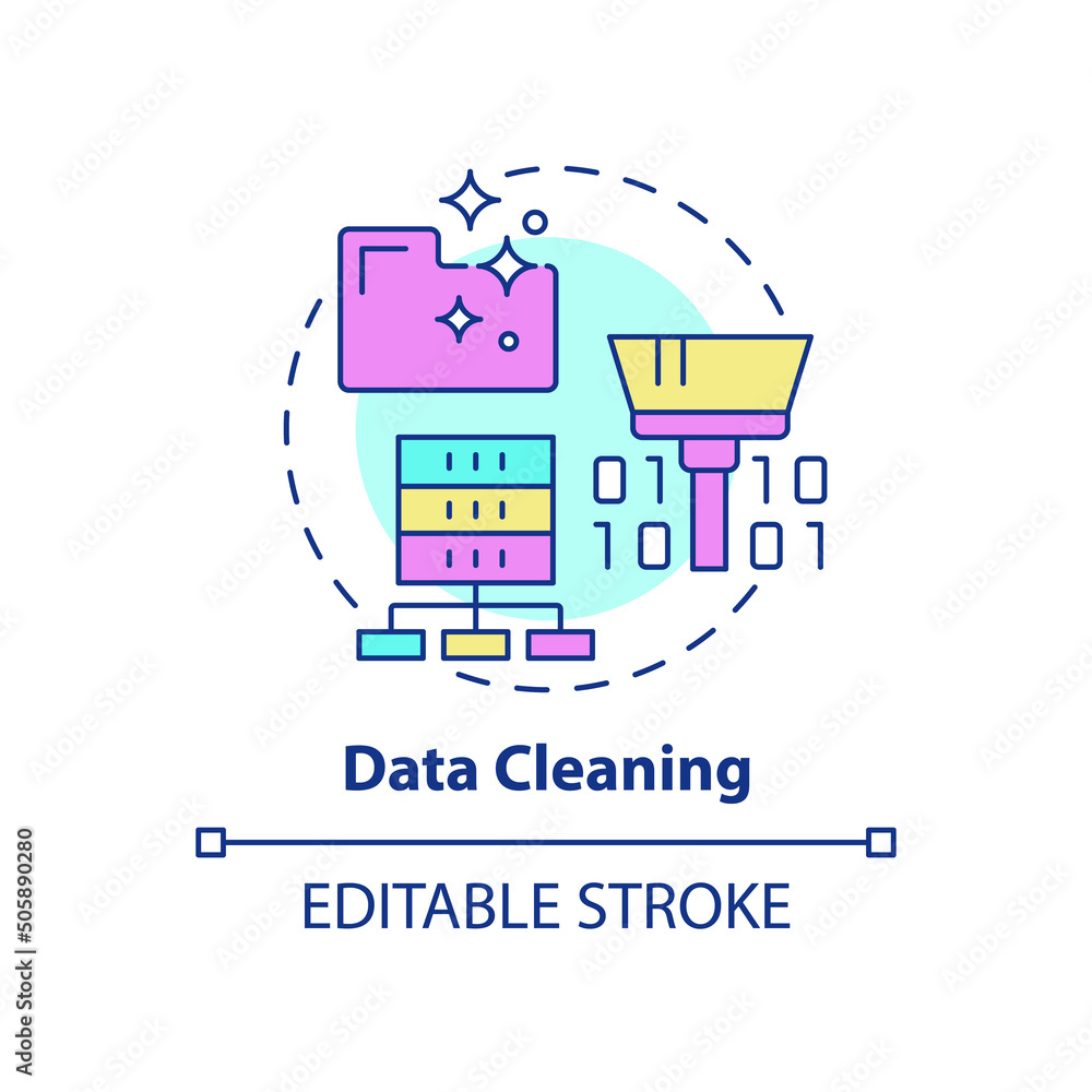 Data cleaning concept icon. Data mining process abstract idea thin line ...