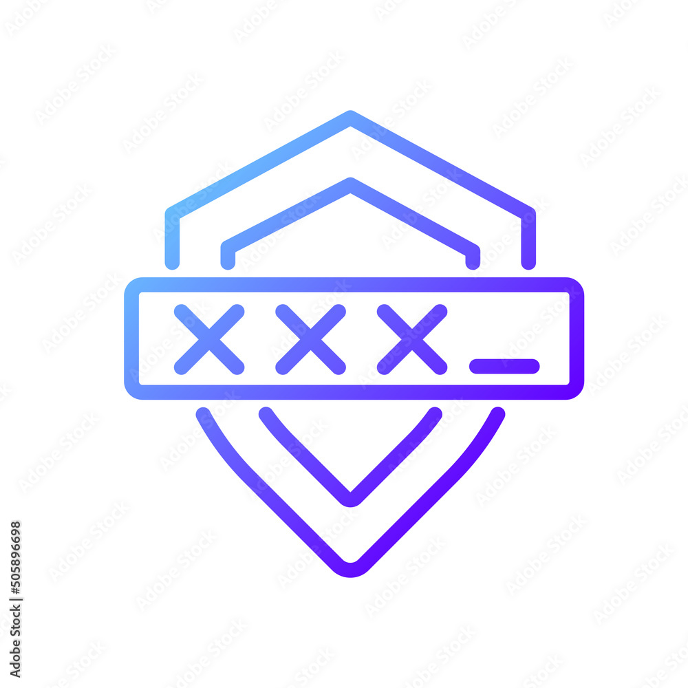 Strong password pixel perfect gradient linear vector icon. Secret word ...