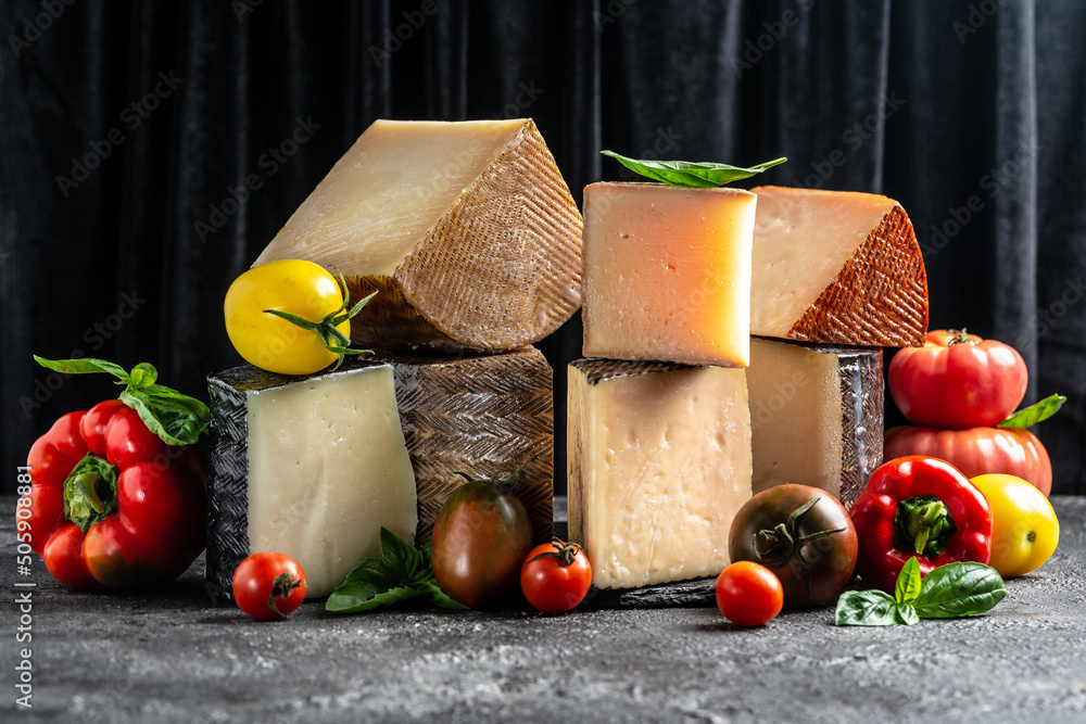 various types of Spanish manchego cheese made from cow and goat milk ...