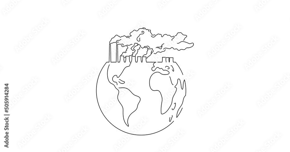 Ecology and climate change concept in line art animation. Video footage ...