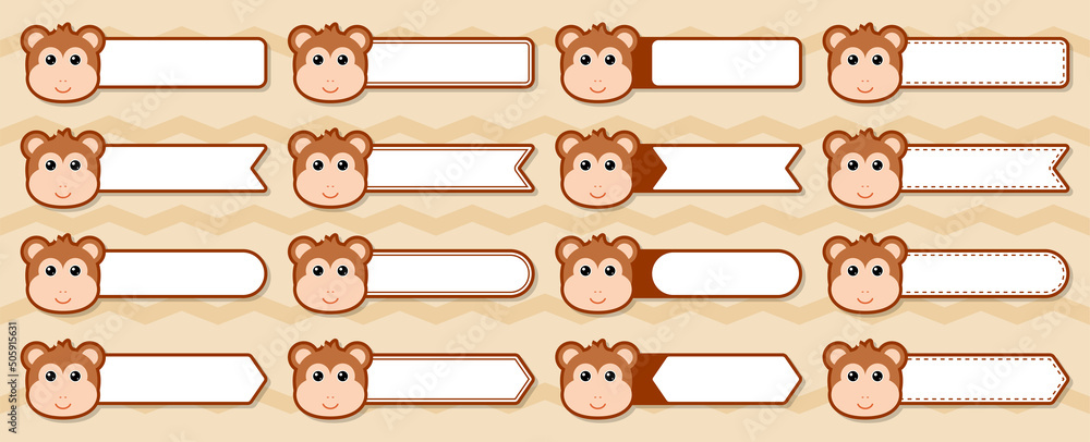 Note sticker set with Monkey Stock Vector | Adobe Stock