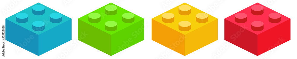 Building plastic toy bricks or child blocks construction flat cartoon ...
