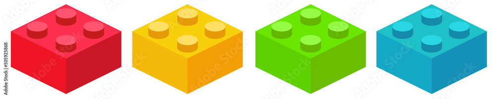 Building plastic toy bricks or child blocks construction flat cartoon ...