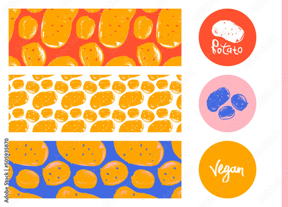 Vector potatoes pattern seamless. Hand drawn potato drawings, root ...