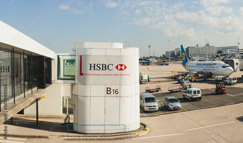 France, Paris - June 17, 2011: Boeing connected to passenger boarding ...