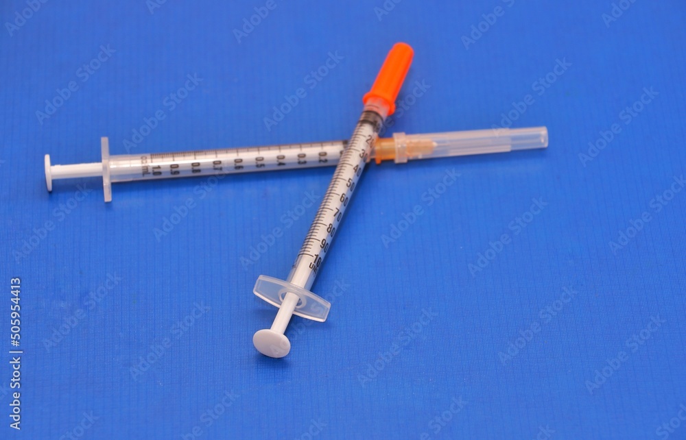 Insulin syringe and 1cc syringe used for intra-dermal injections and ...