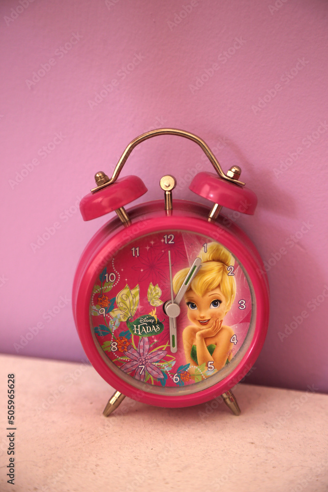 Tinker Bell alarm clock. Disney Fairies. Cartoon pink clock for ...