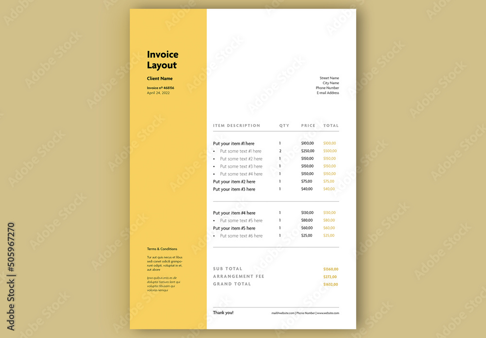 Invoice Payment Layout Stock Template | Adobe Stock