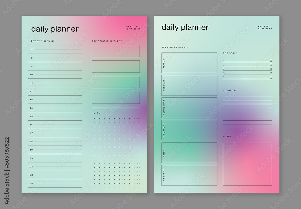 Gradient Planner Layout Stock Template | Adobe Stock