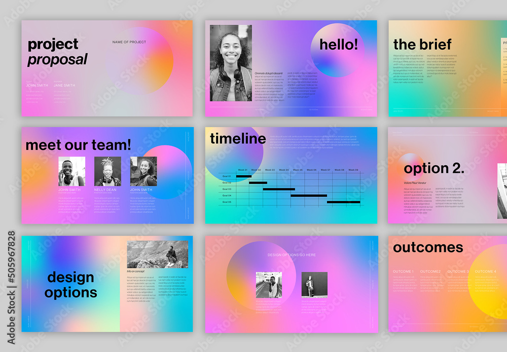 Gradient Pitch Deck Layout Stock Template | Adobe Stock Gradient Pitch Deck Layout Stock Template | Adobe Stock