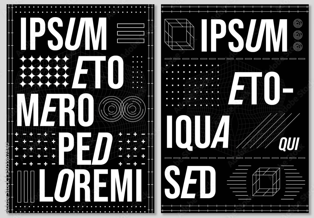 Black and White Typography Poster Set Stock Template | Adobe Stock