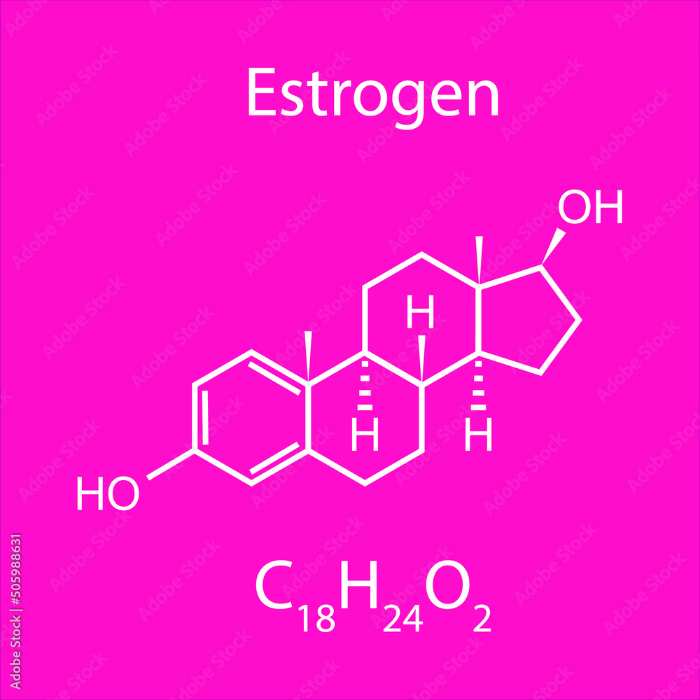 Estrogen Hormone Molecule. Skeletal Formula. Vector Illustration. Stock ...