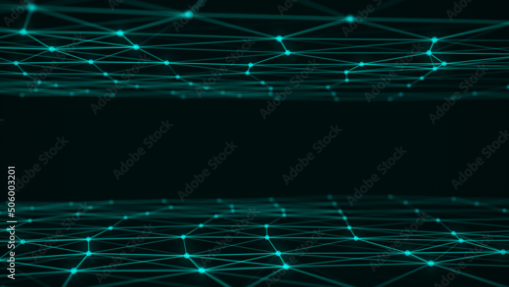 Network connection technology. Abstract dark background with points and lines. Digital ...