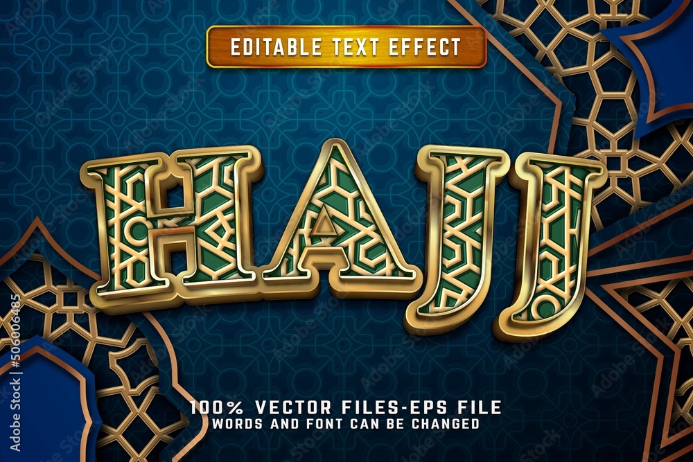hajj 3d text effect with golden style premium vectors Stock Vector ...