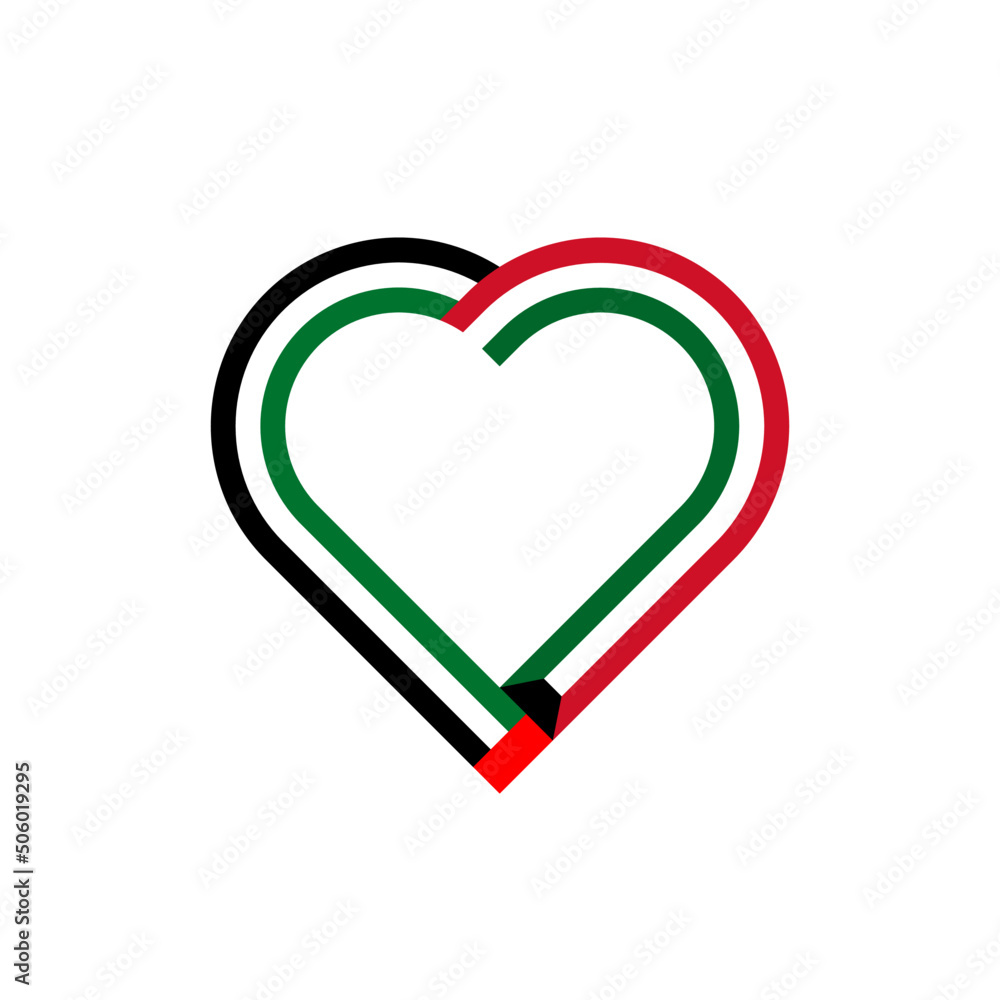 unity concept. heart ribbon icon of united arab emirates and kuwait ...