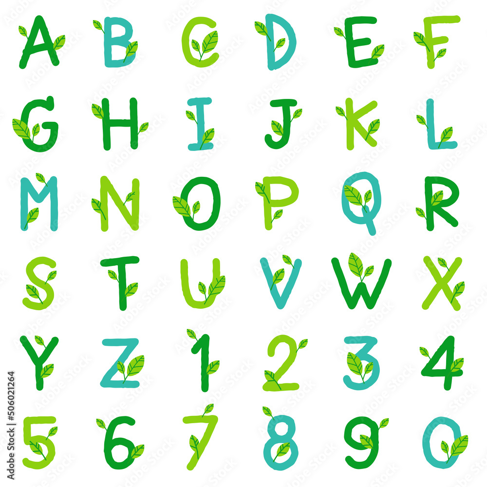 Cute Environmental Green Eco Environment Day Leaf Font Letter Cartoon ...
