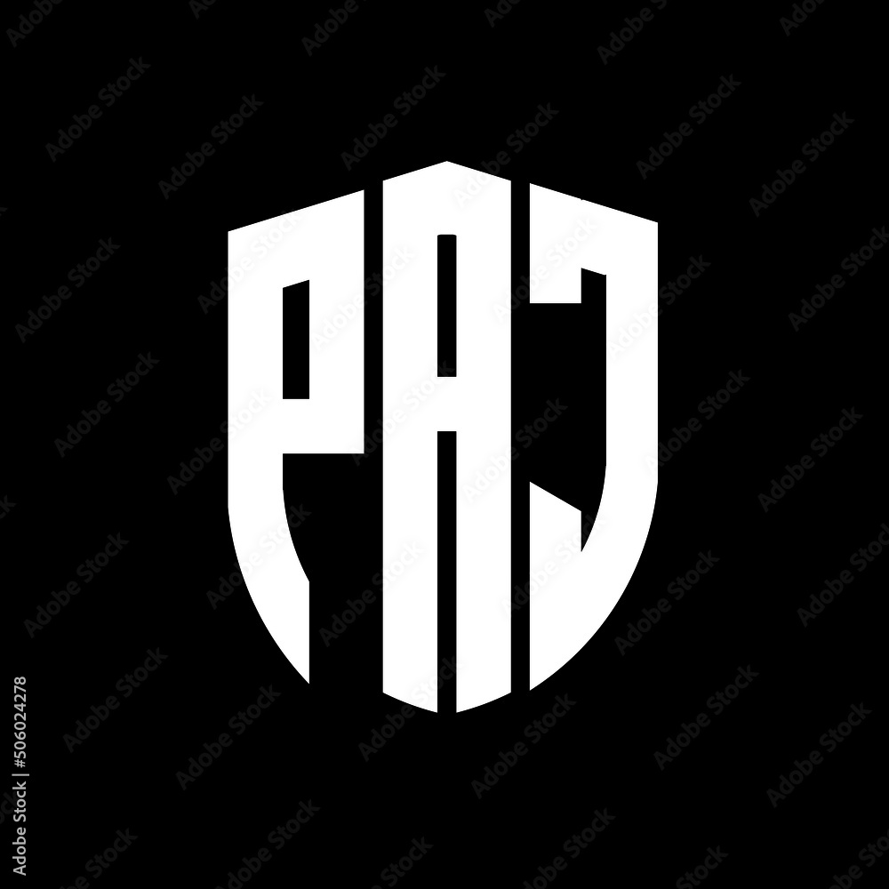PAJ letter logo design. PAJ modern letter logo with black background ...