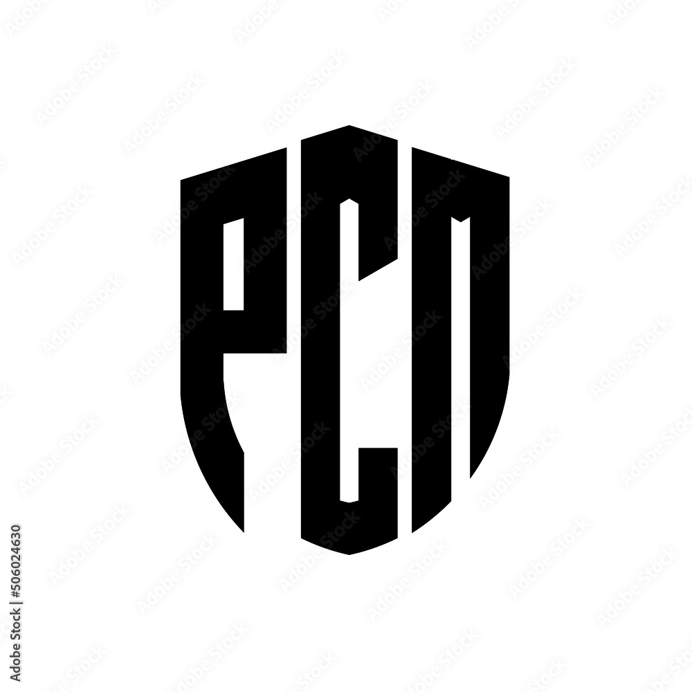 PCM letter logo design. PCM modern letter logo with black background ...