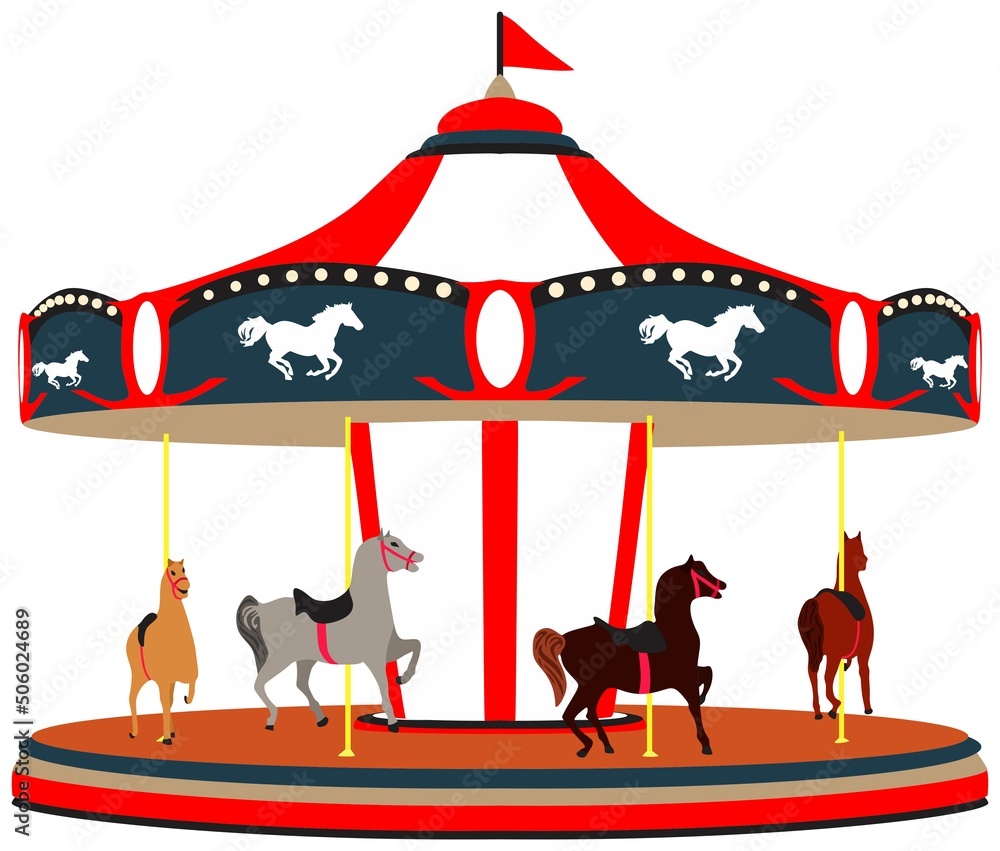 Merry go round game on isolated background object amusement ride ...