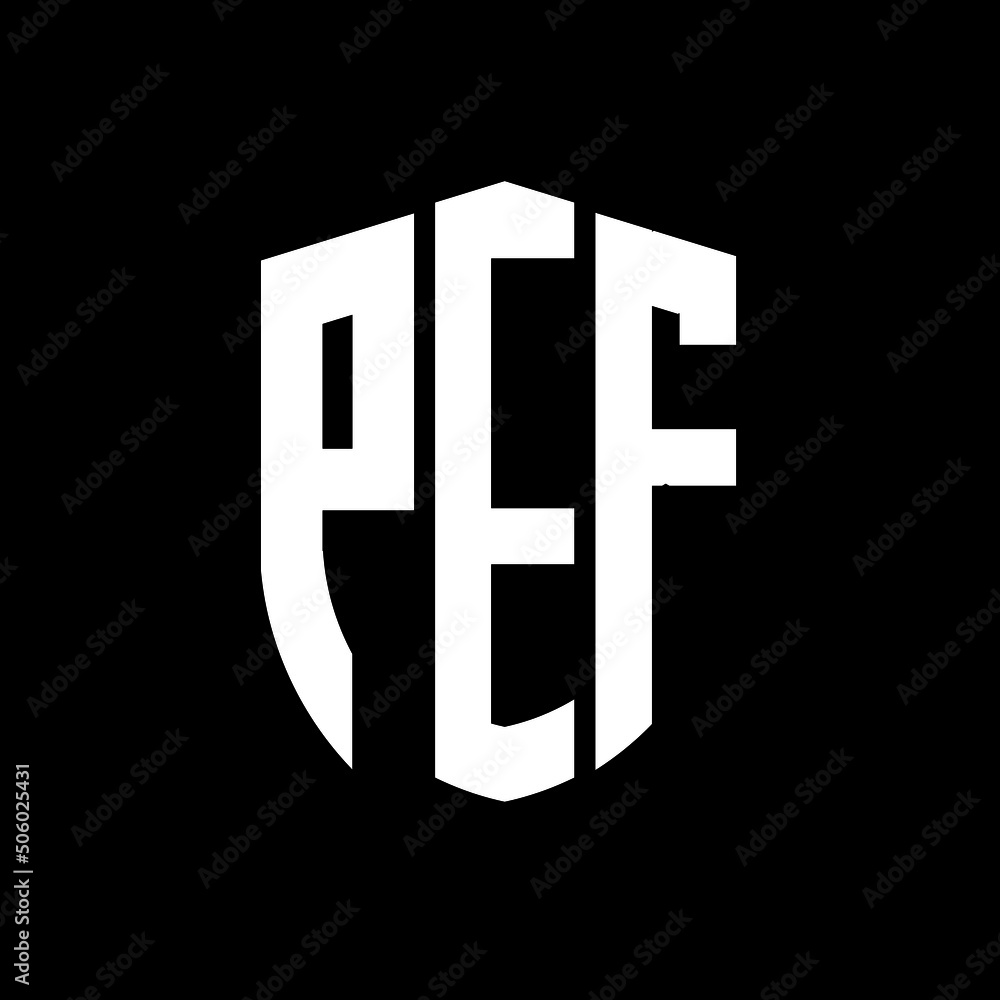 PEF letter logo design. PEF modern letter logo with black background ...