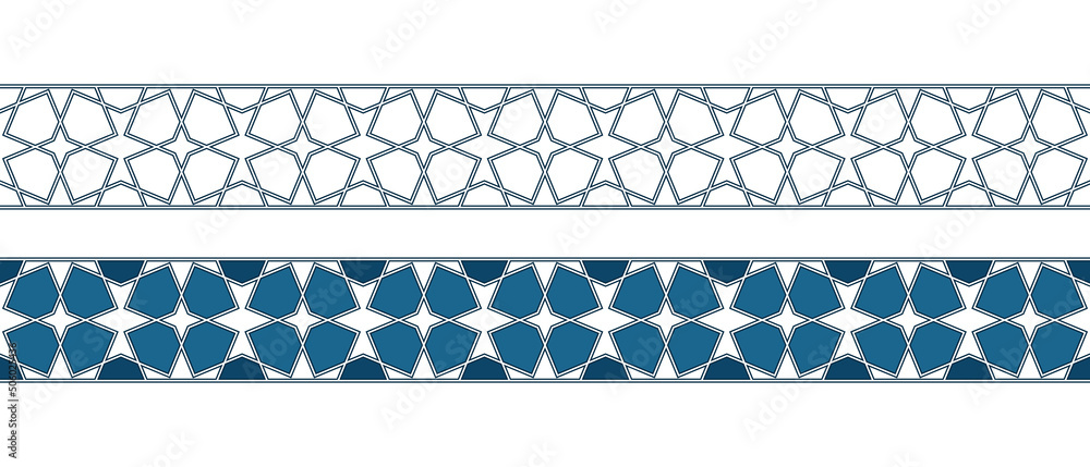 Set of borders of Islamic pattern for Ramadan greetings cards and ...