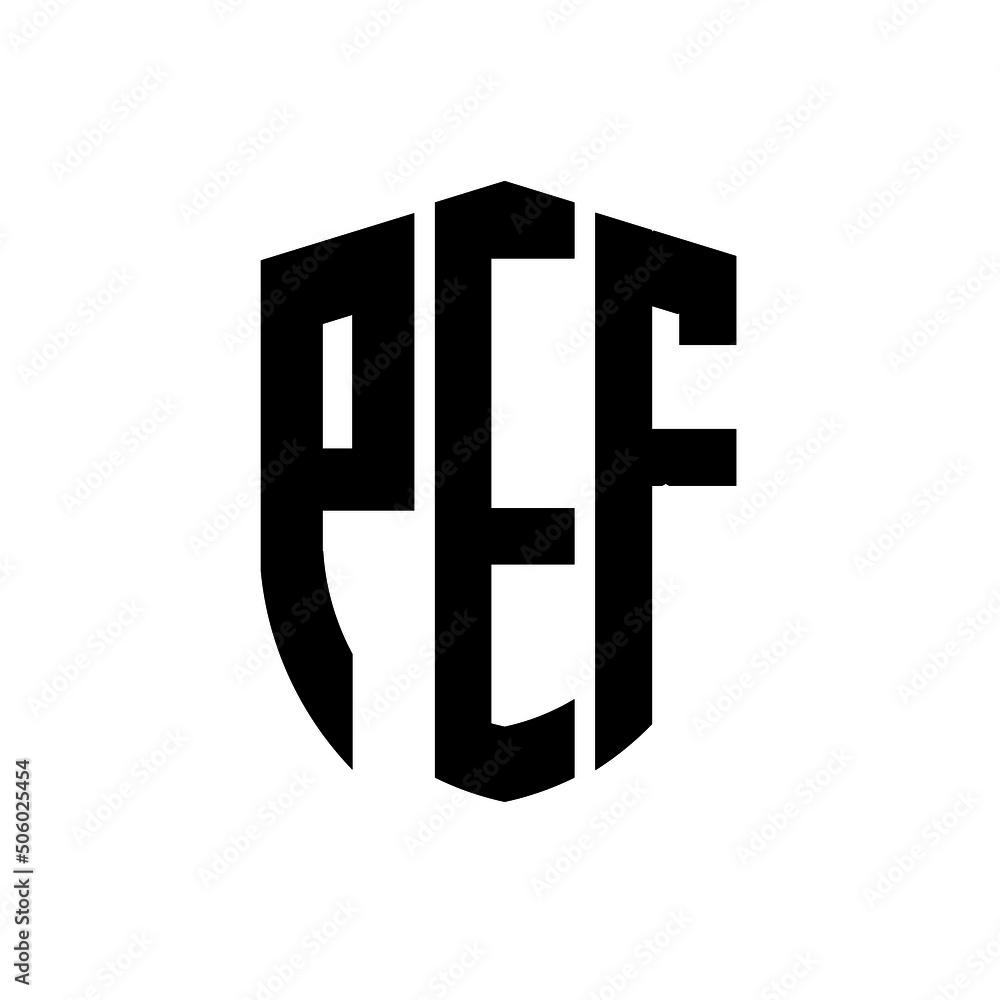PEF letter logo design. PEF modern letter logo with black background ...